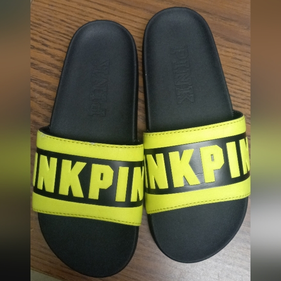 PINK Victoria's Secret | Shoes | Small Neon Yellow Vs Pink Slides ...